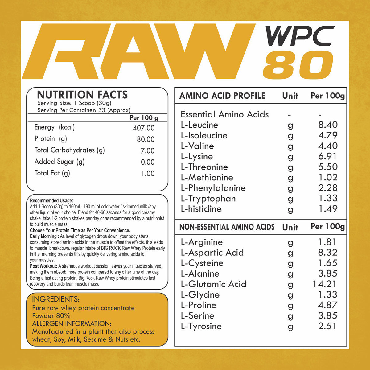 Bigrock Nutrition RAW WPC 80 Whey Protein